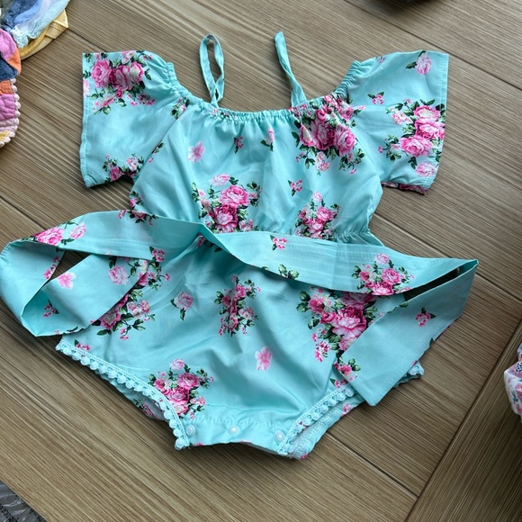 SHEIN | Dresses | Shein Floral Romper With Pink And Blue | Poshmark